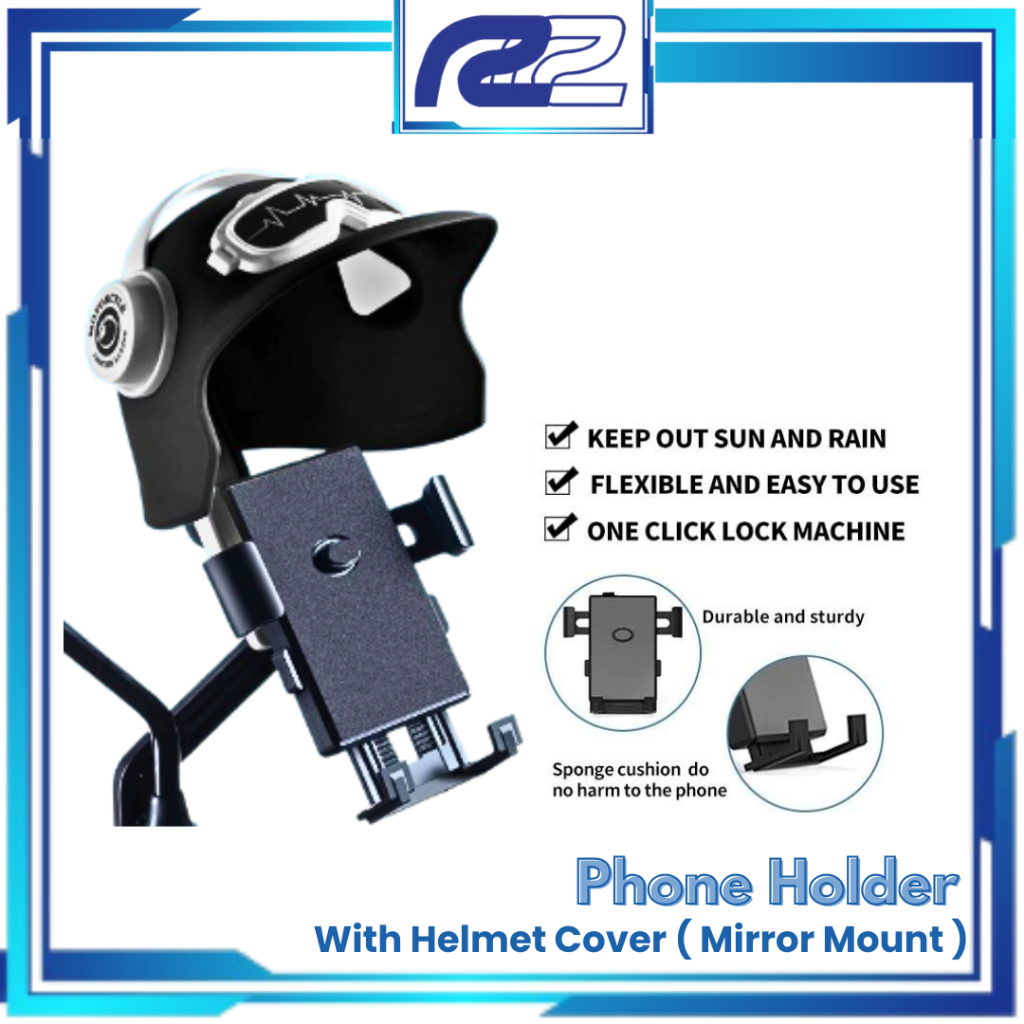 PHONE HOLDER WITH HELMET COVER ( Mirror Mount ) | Shopee Philippines