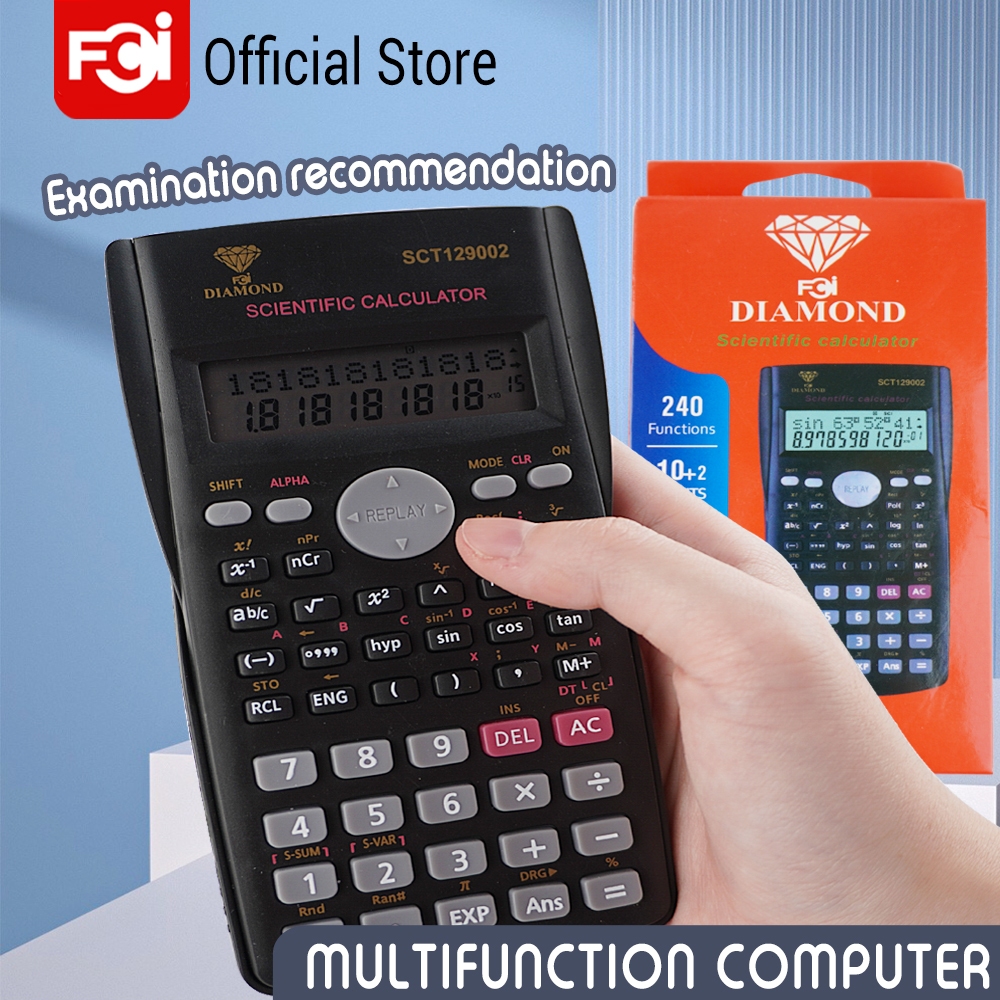 FCI Scientific Calculator 12 Digit Large LCD Display and Round Button ...