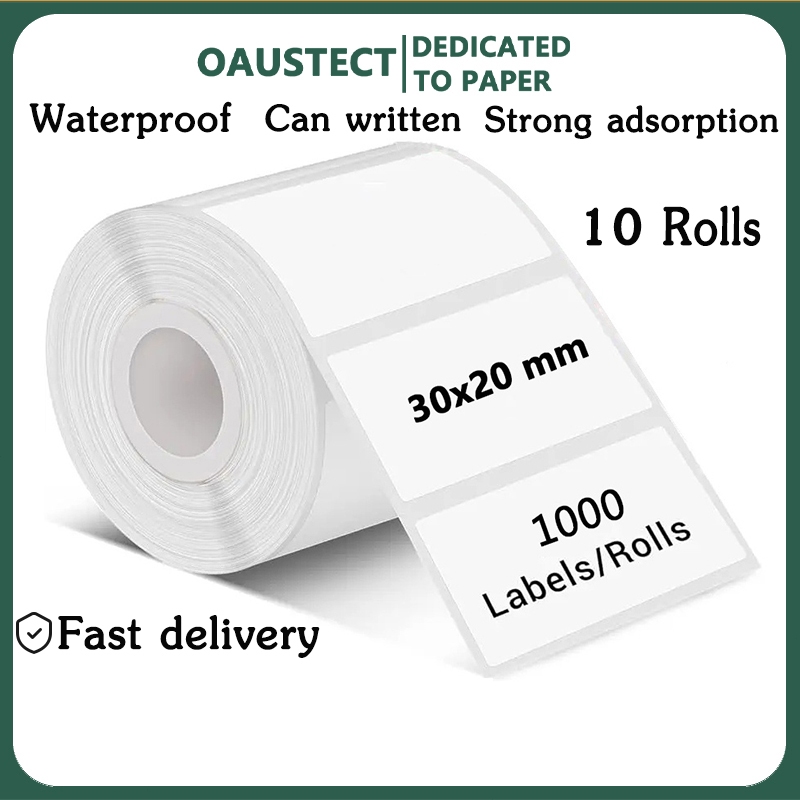 OAUSTECT 10Rolls 30x20mm Direct Thermal Barcode Sticker waterproof ...