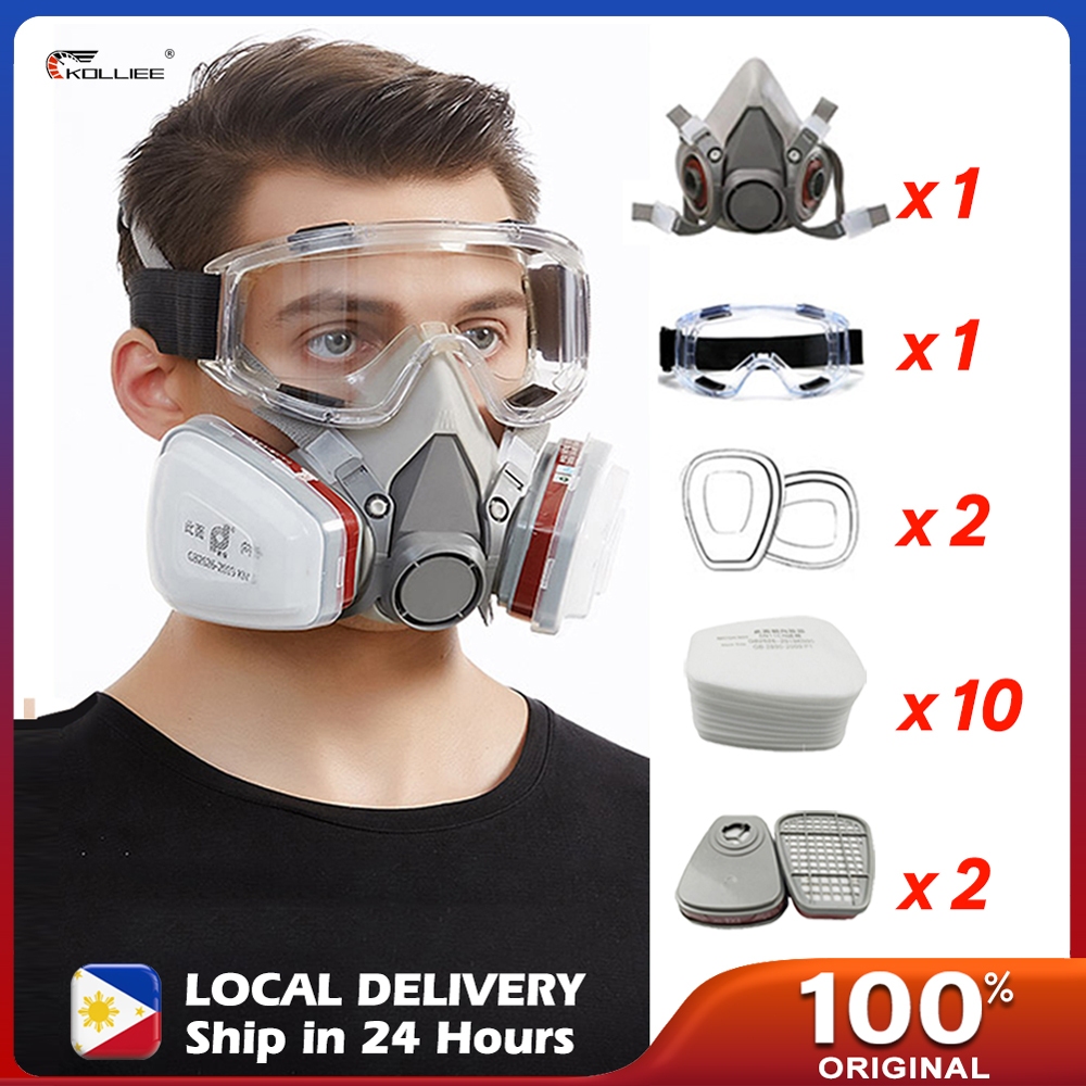 KOLLIEE 16pcs Reusable Respirator 3M Mask 6200 Gas Mask Half Face with ...