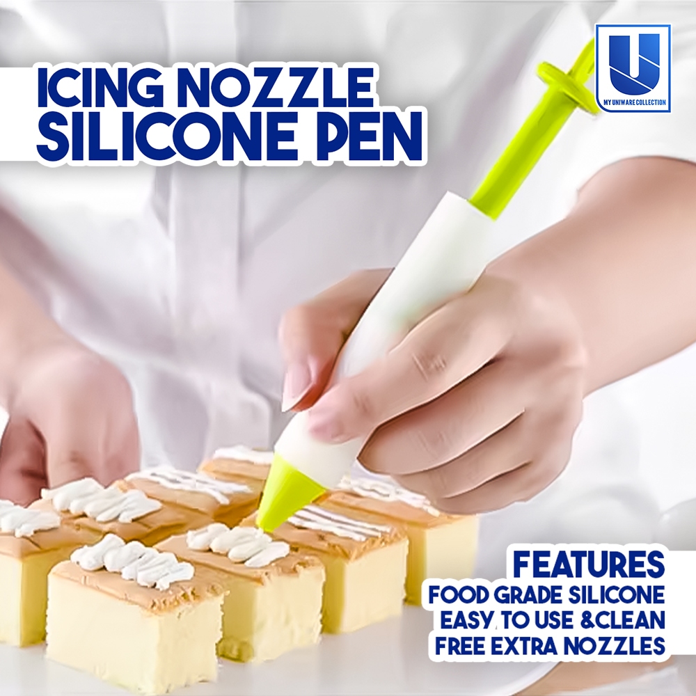 Silicone Icing Pen with Extra Nozzles Tips Food Writing Pen Cake ...