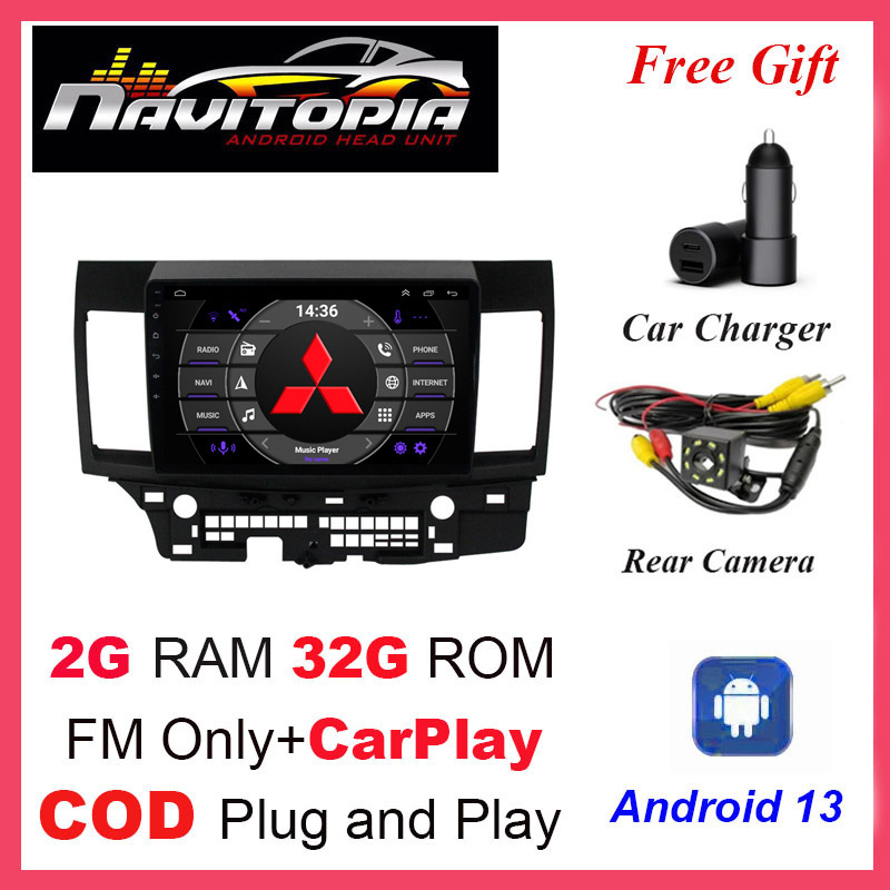 NAVITOPIA Android 13 Car Head Unit Monitor Stereo for Mitsubishi Lancer ...