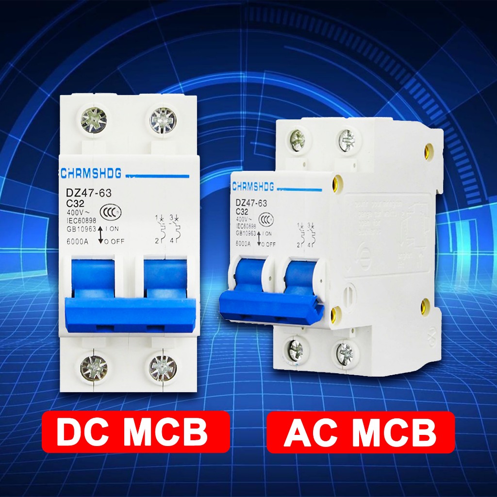 2P AC DC MCB Breaker Circuit Breaker Battery Switch 6A 10A 16A 20A 25A 32A 40A 50A 63A 80A 100A ...