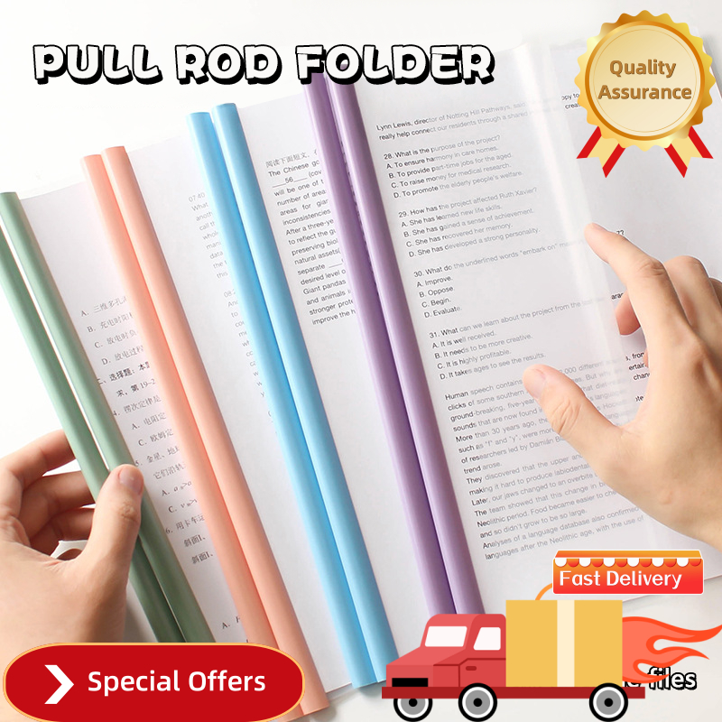 A4 Size Transparent Morandi File Sliding Folder Pull Rod Plastic Folder ...