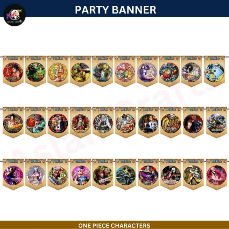 30 PCS. ONE PIECE CHARACTERS PARTY BANNER DECORATIONS GLOSSY PHOTO ...