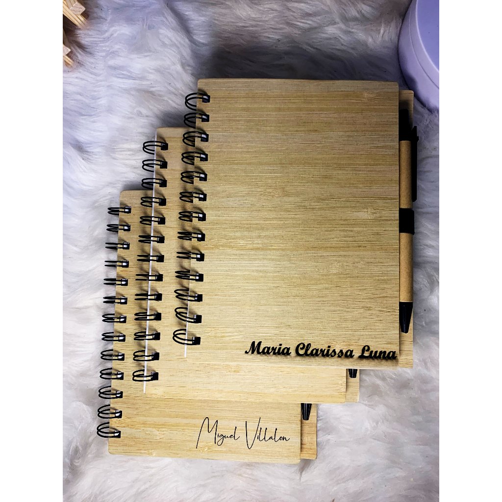 Personalized Engraved Bamboo NOTEBOOK w/ FREE PEN | Shopee Philippines