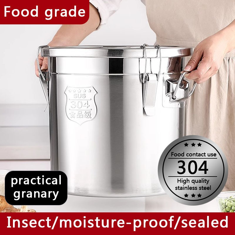 Stainless rice dispenser 25kilos sealed coffee milk flour rice storage ...