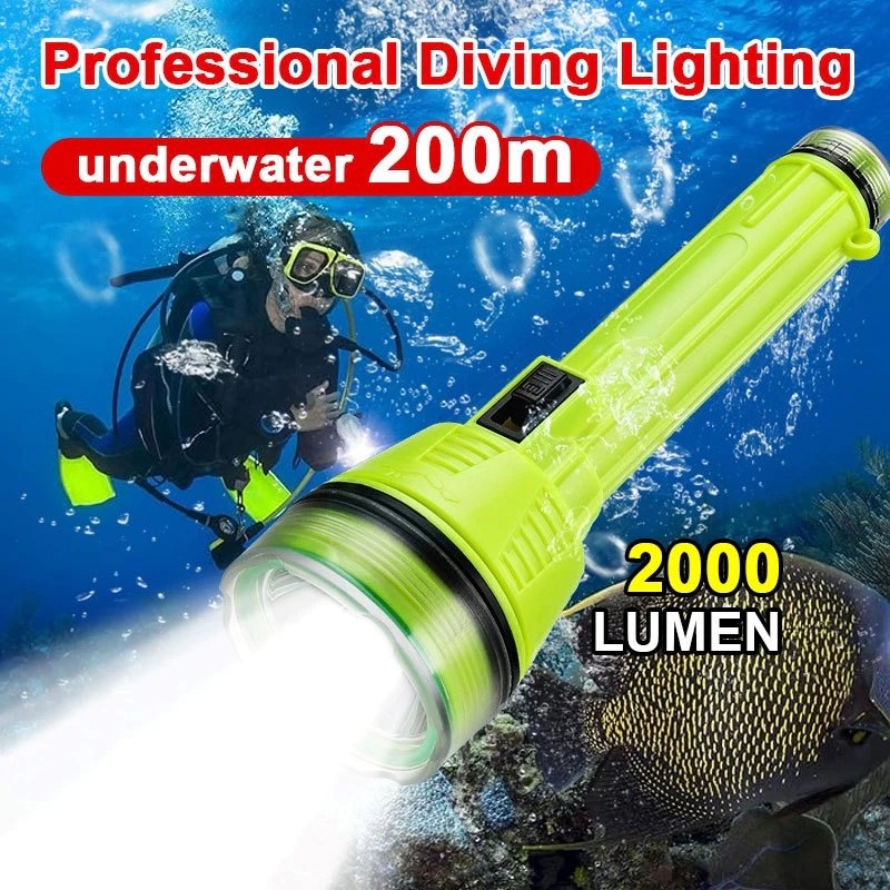 Diving Flashlight Waterproof Underwater 200m Rechargeable Flashlight ...