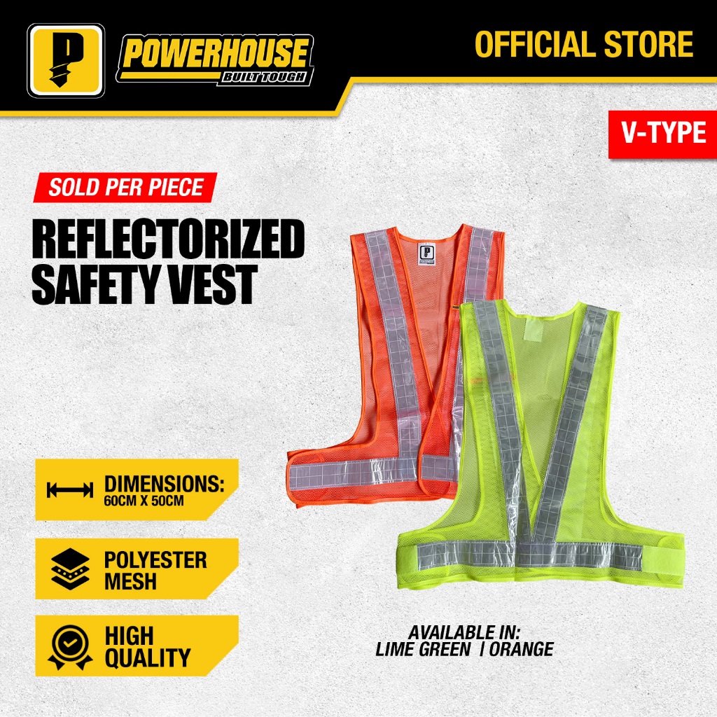 Powerhouse Reflectorized Safety Vest V-Type Lime Green / Orange XXXL ...