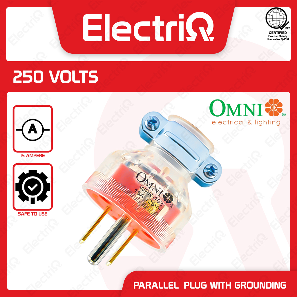 Electriq l Omni Heavy Duty Parallel Plug with Grounding 15A 250V ...