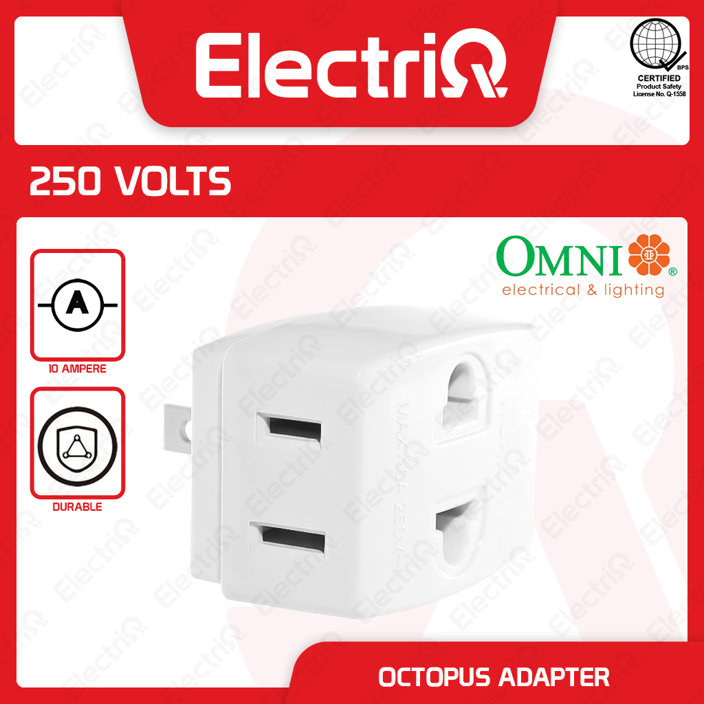 Electriq l Omni Octopus Adapter Triple Tap to Flat Pin Plug Adaptor ...