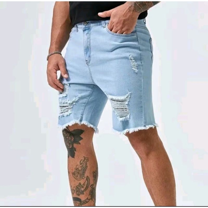 tattered maong short for men denim (tastas) | Shopee Philippines