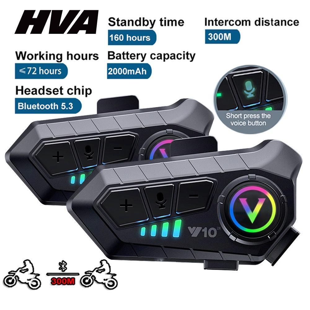 HVA Helmet intercom For Motorcycle Waterproof Bluetooth 5.3 Headset ...