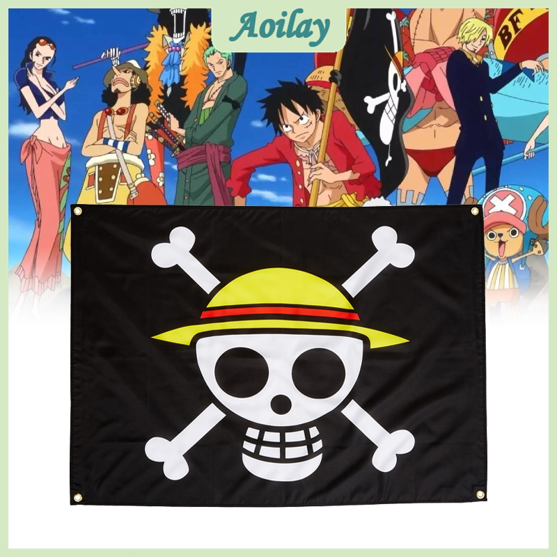 60*90cm One Piece Flag Luffy's Straw Hat Pirate Flag for Anime ...