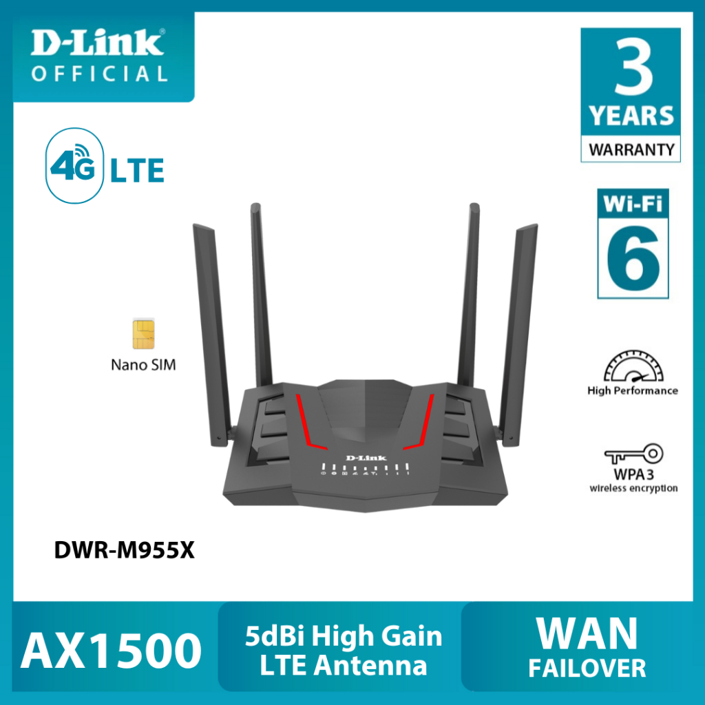D-Link DWR-M955X 4G LTE Wi-Fi 6 AX1500 Gigabit Mobile Router | Shopee ...