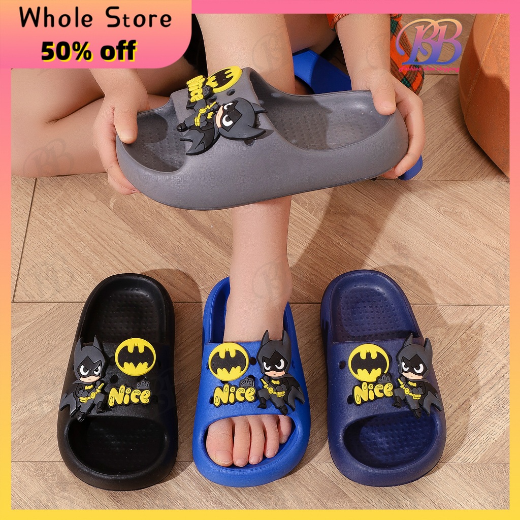【BB】Kids Cute Cartoon Slippers Batman Pattern Design Rubber Soft Soled ...