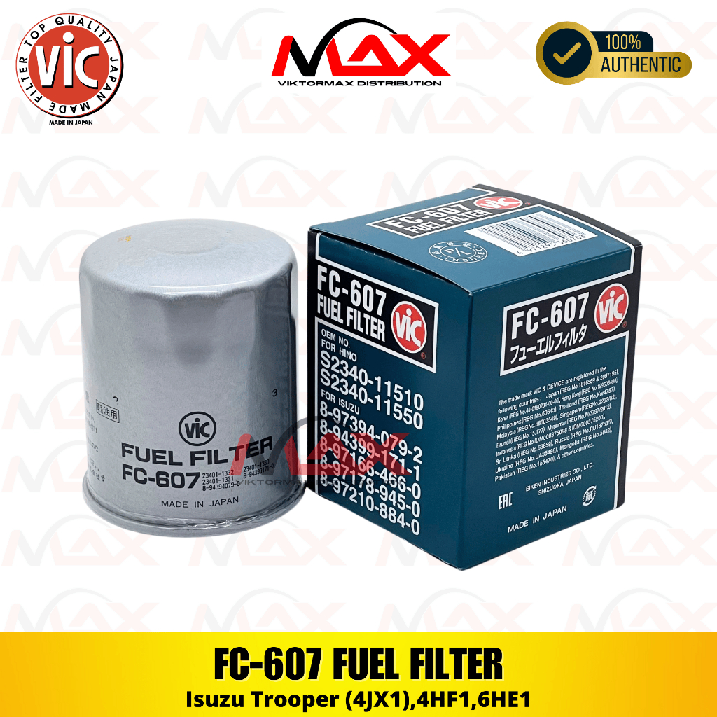 FC-607 Vic Fuel Filter For Isuzu Trooper (4JX1),4HF1,6HE1 | Shopee ...