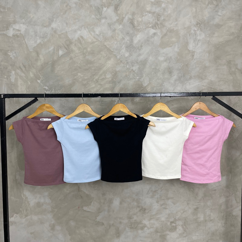 Zara Asymmetric Semi-Crop Top Authentic Overruns | Shopee Philippines