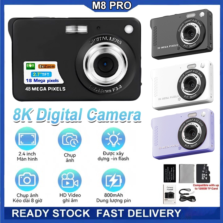 8K Digital Camera Built-in Flash HD Photography Smart Mini Cameras ...