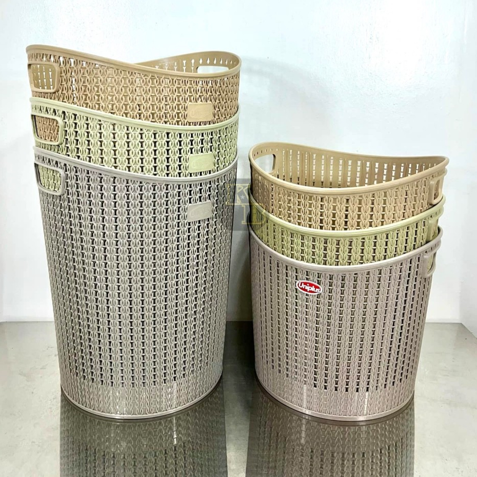 Uniplus Plastic Morandi Rattan Pattended Basket (2 Sizes) | Shopee ...