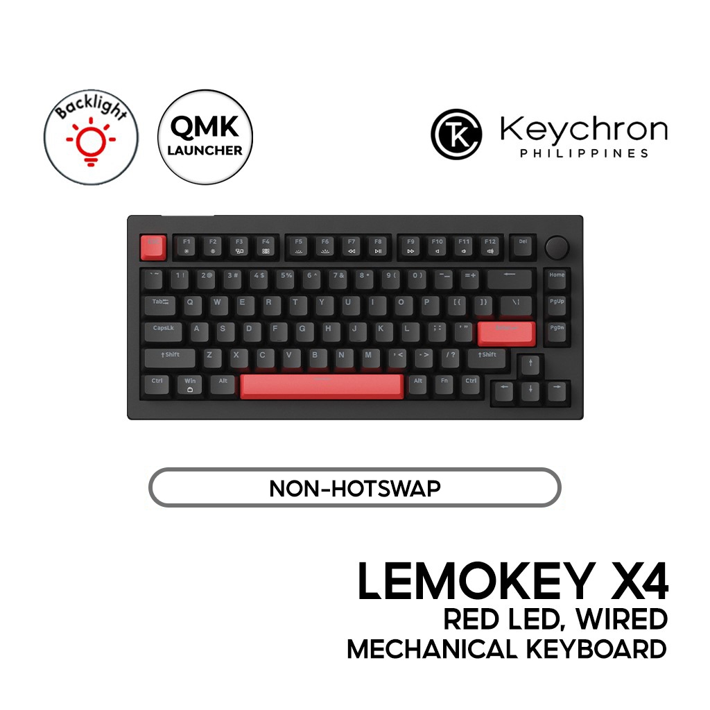 Lemokey X4 QMK Mechanical Keyboard 75%, Wired, Red LED, Keychron, QMK ...