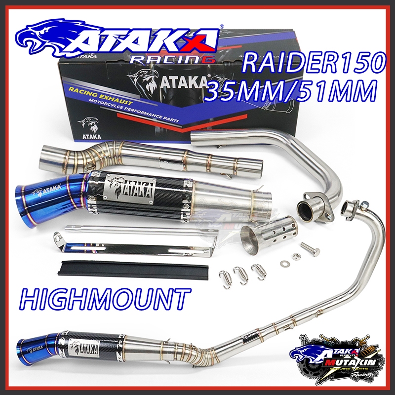 ATAKA 51MM/35MM HighMount Exhaust Pipe Type Pipe Full System RAIDER 150 ...