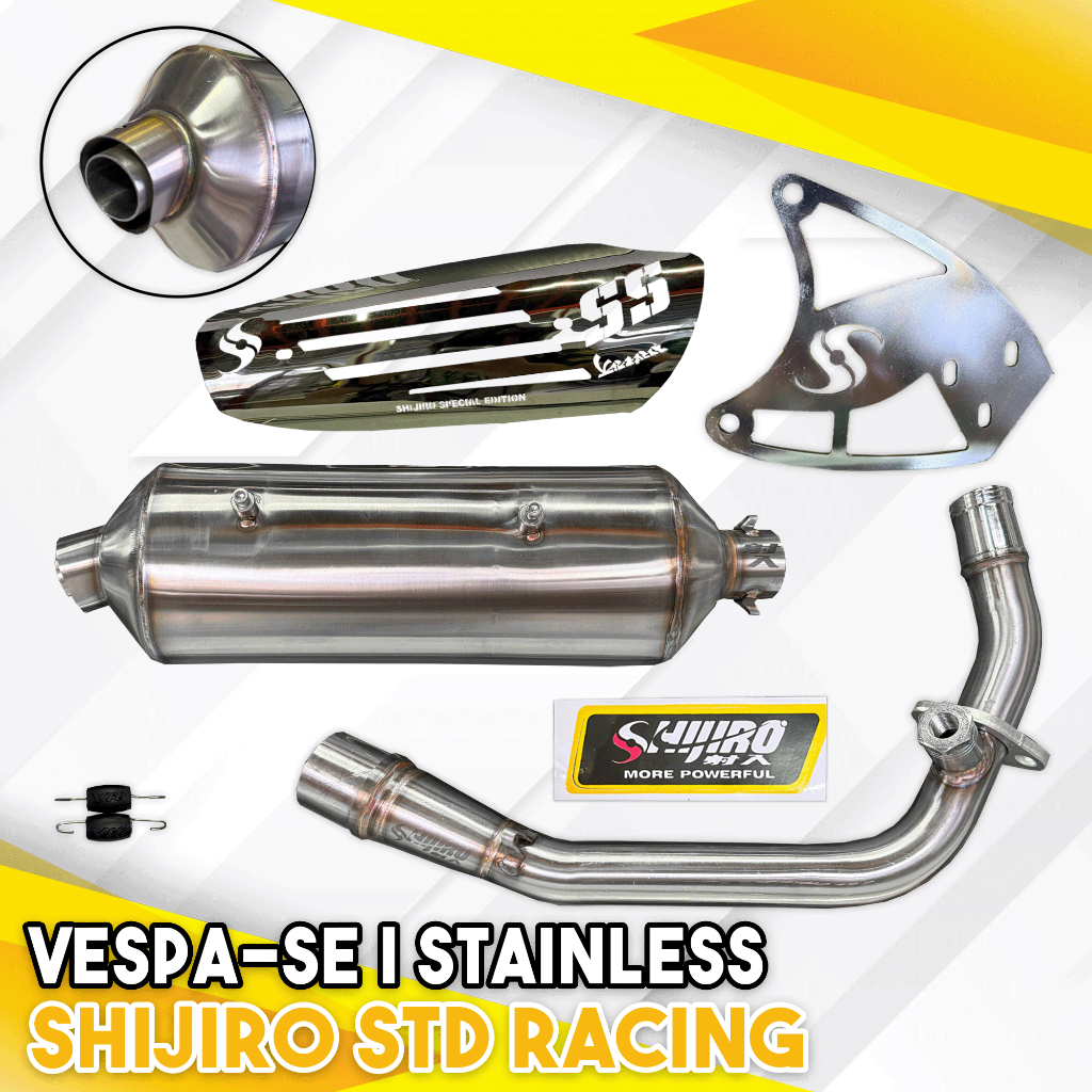 SHIJIRO STD RACING STAINLESS PIPE VESPA-SE SILVER/STAINLESS BLACK ...
