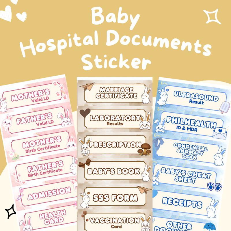 18pcs Rabbit Hospital Documents Sticker | Baby Essentials | Baby ...