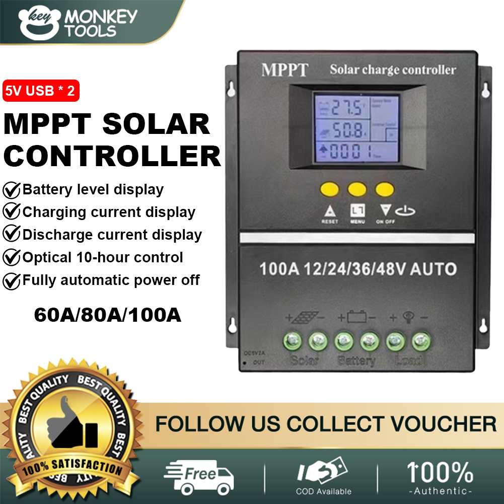 60A/80A/100A 12V 24V 36V 48V MPPT Solar Ccontroller AUTO Battery Charger with LCD,Automatic VID ...