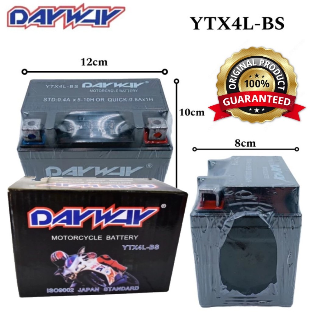 DAYWAY MOTORCYCLE BATTERY FOR YAMAHA MIO i 125 | YTX4L-BS MOTOR BATTERY ...