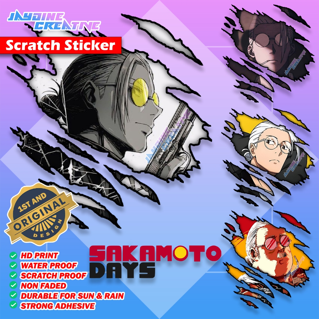 Sakamoto Days, Scratch Design Sticker, Indoor Outdoor Vinyl Sticker ...