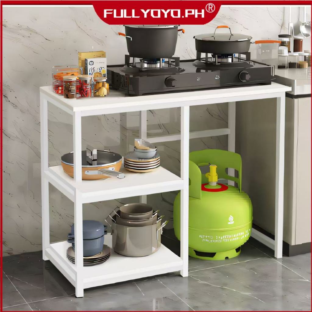 COD Kitchen Gas Rack Floor-To-Ceiling Stove Bench Steel Shelf Console ...