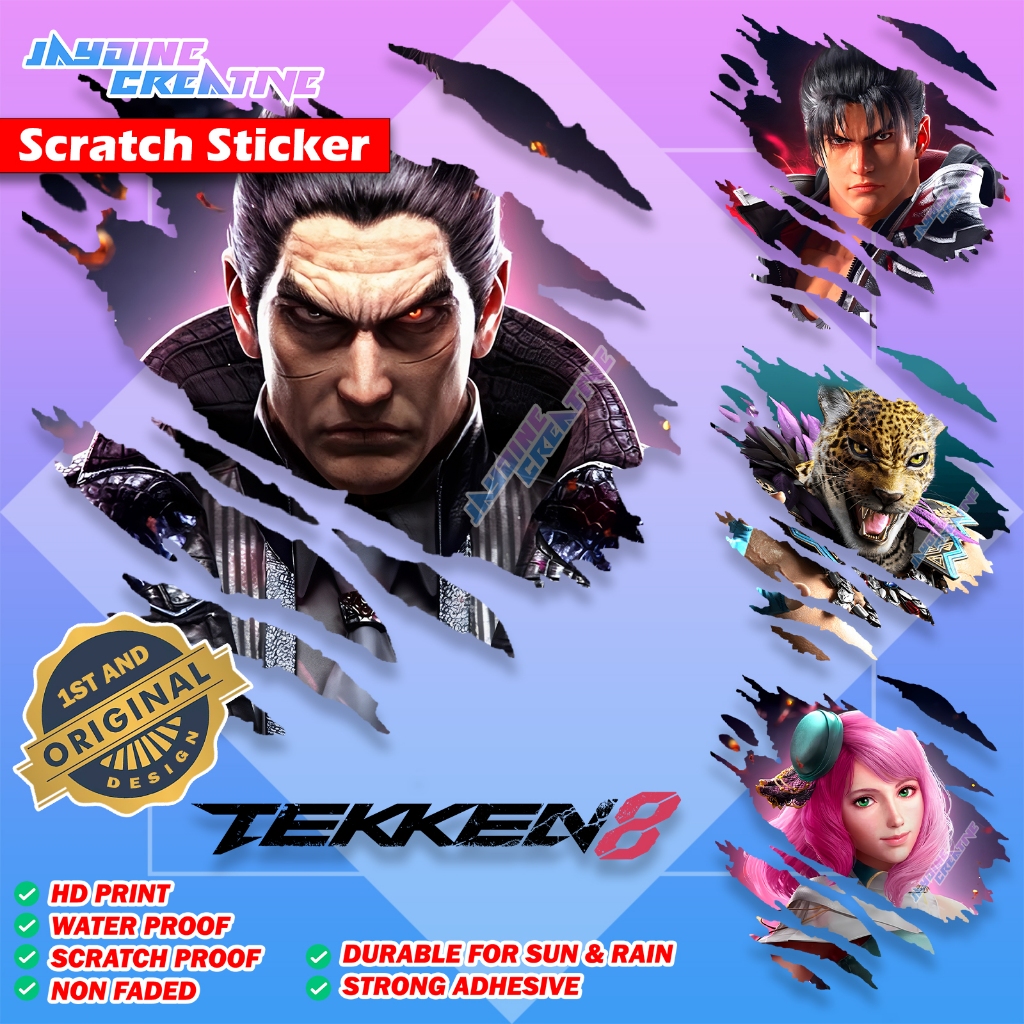 Tekken, SET 1, Scratch Design Sticker, Indoor Outdoor Vinyl Sticker ...