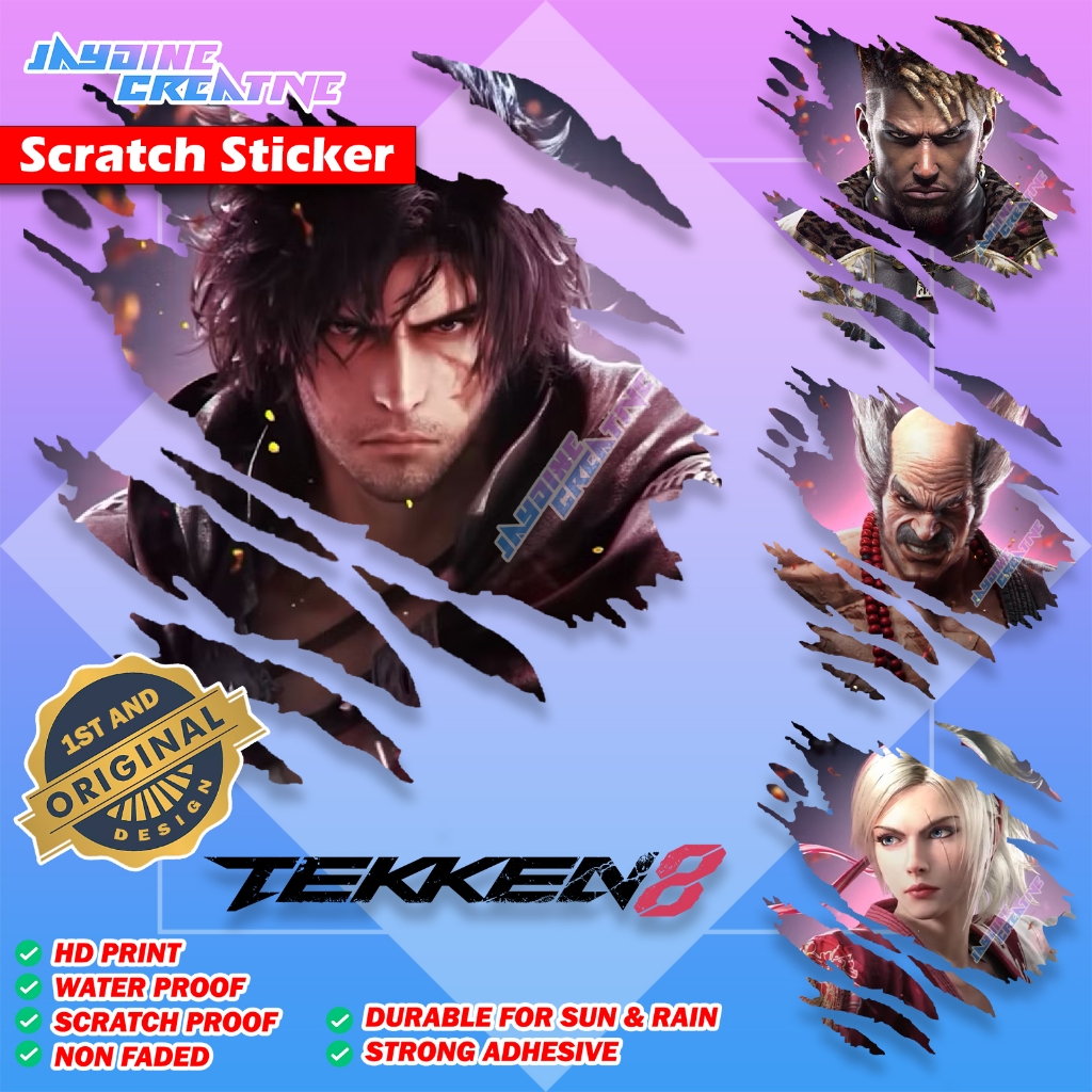 Tekken, SET 2, Scratch Design Sticker, Indoor Outdoor Vinyl Sticker ...