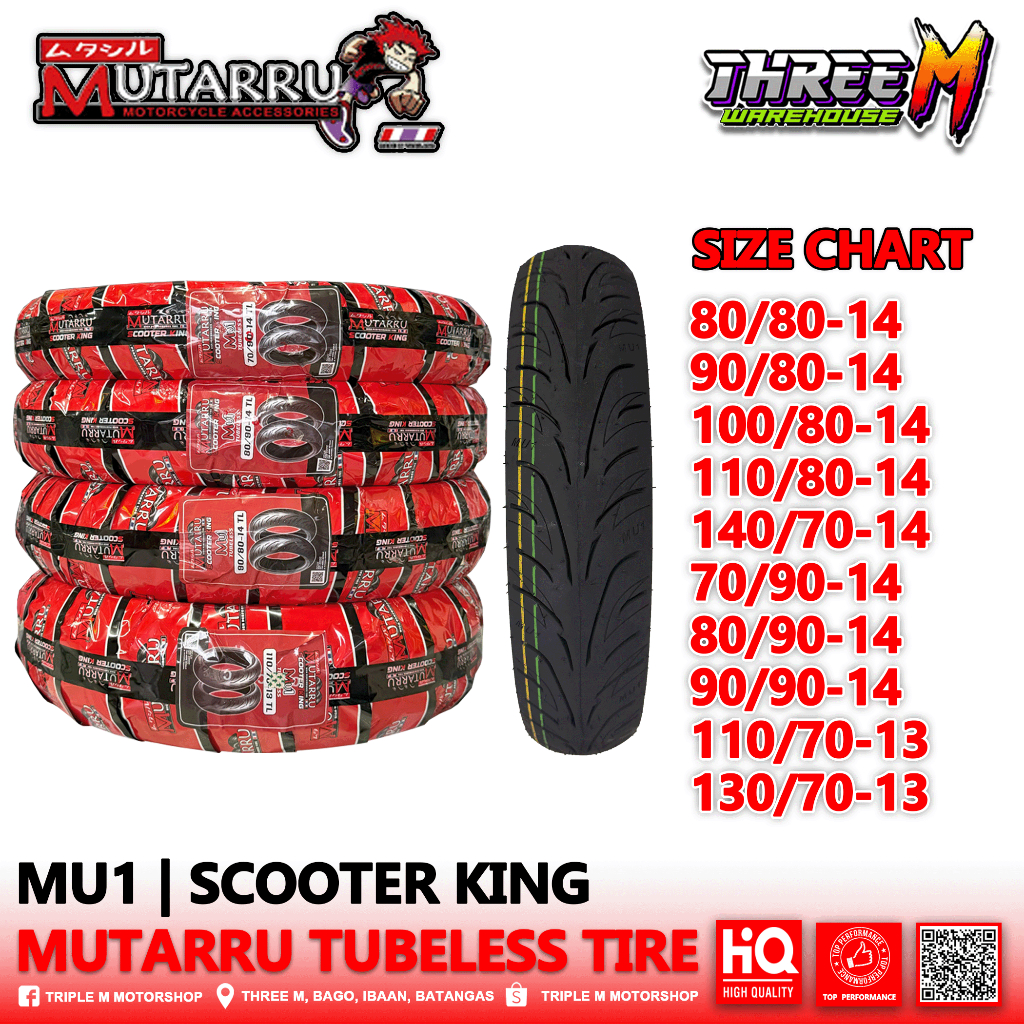 MUTARRU MU1 TUBELESS TIRE SCOOTER KING BY 13 AND 14 | Shopee Philippines