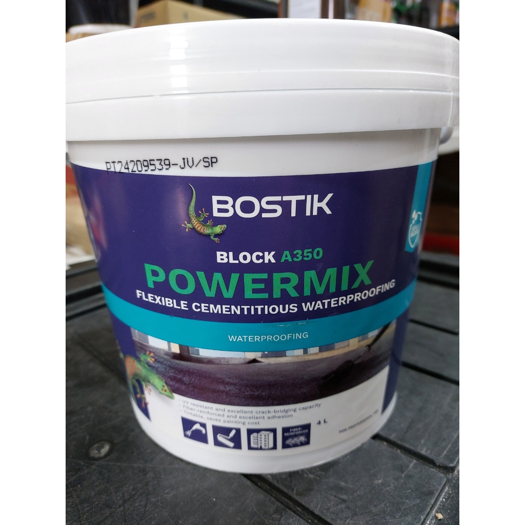 Bostik 4LTR BlocK A350 Powermix Flexible Cementitious Waterproofing Mix ...