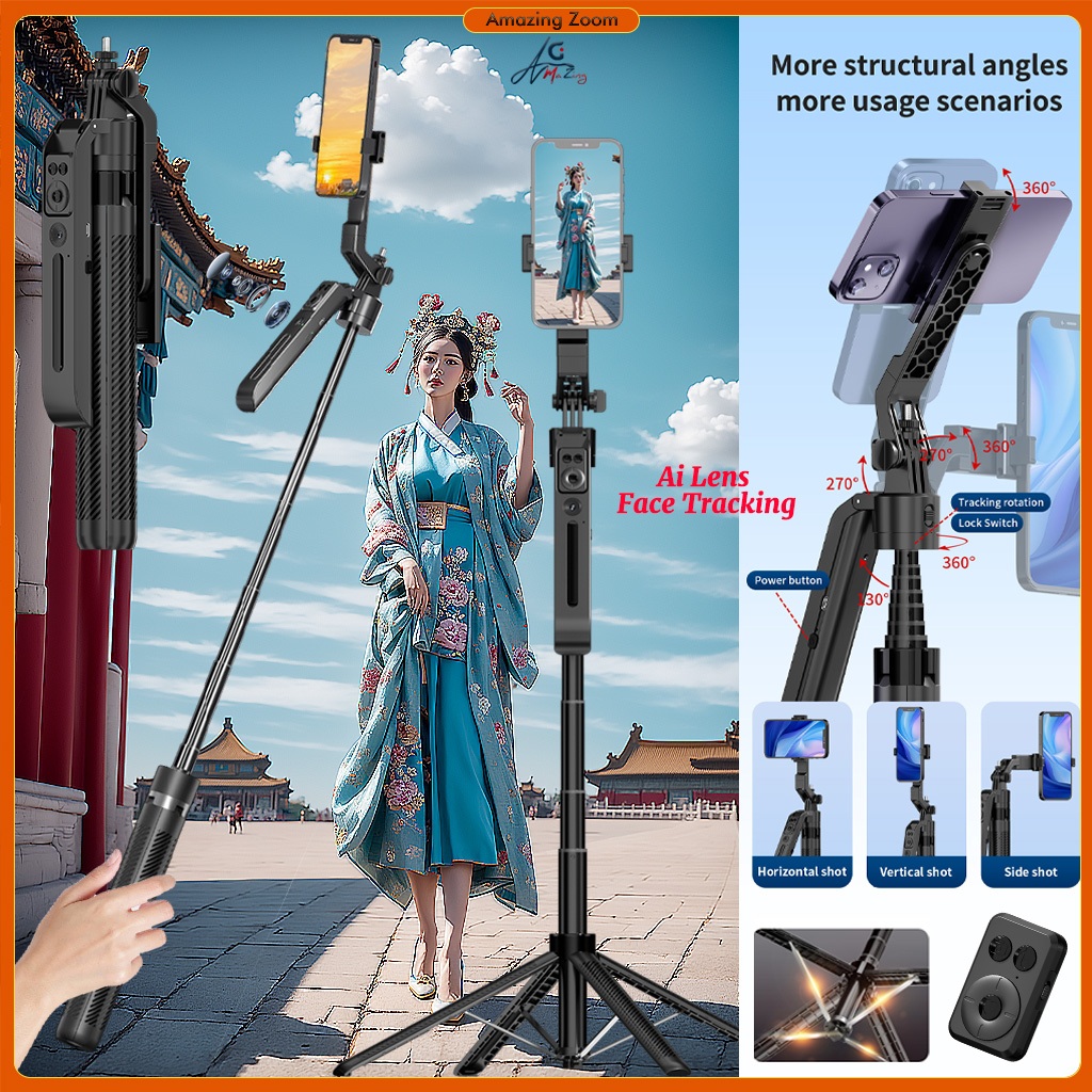 1.8M Rechargeable Auto Face Tracking Motion Sensor Tripod Stand 360 ...