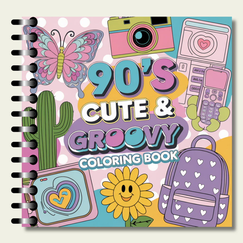 90's Cute & Groovy Coloring Book Bold and Easy Kids Coloring Book Adult ...