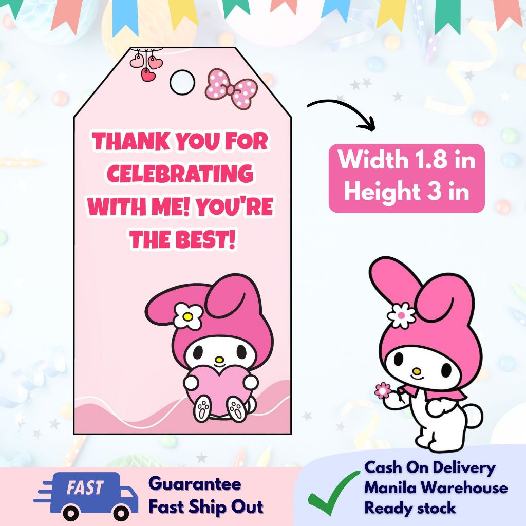 Partify 12pcs MY MELODY Gift tag theme gift tag cards for kids birthday ...