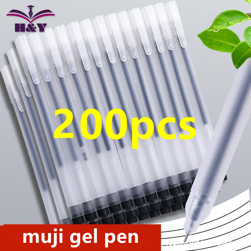 200 pcs muji style ballpen set Gel Pens Black Ball Pen with Refills 0 ...