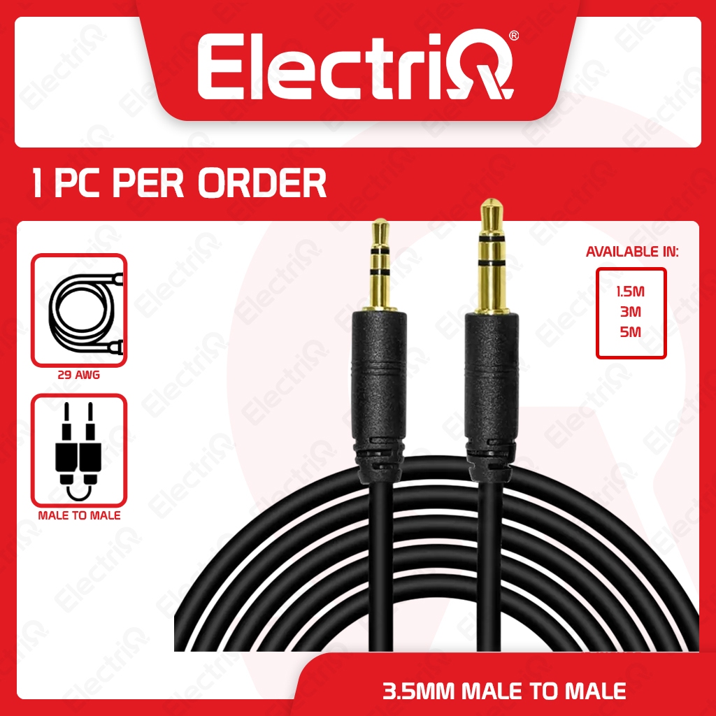 Electriq 3.5mm Male to Male Stereo Audio Aux Cable RCA 1x1 | Shopee ...