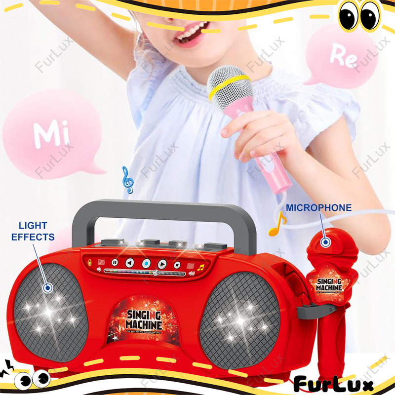FurLux Portable Singing Machine for Kids with Mic, Educational Musical ...