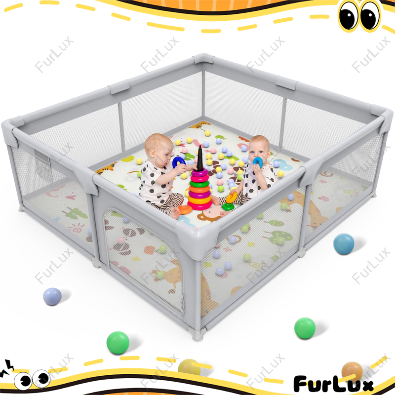 FurLux Playpen For Baby Toddler Crawl With Free Balls And Mat Foam Baby ...