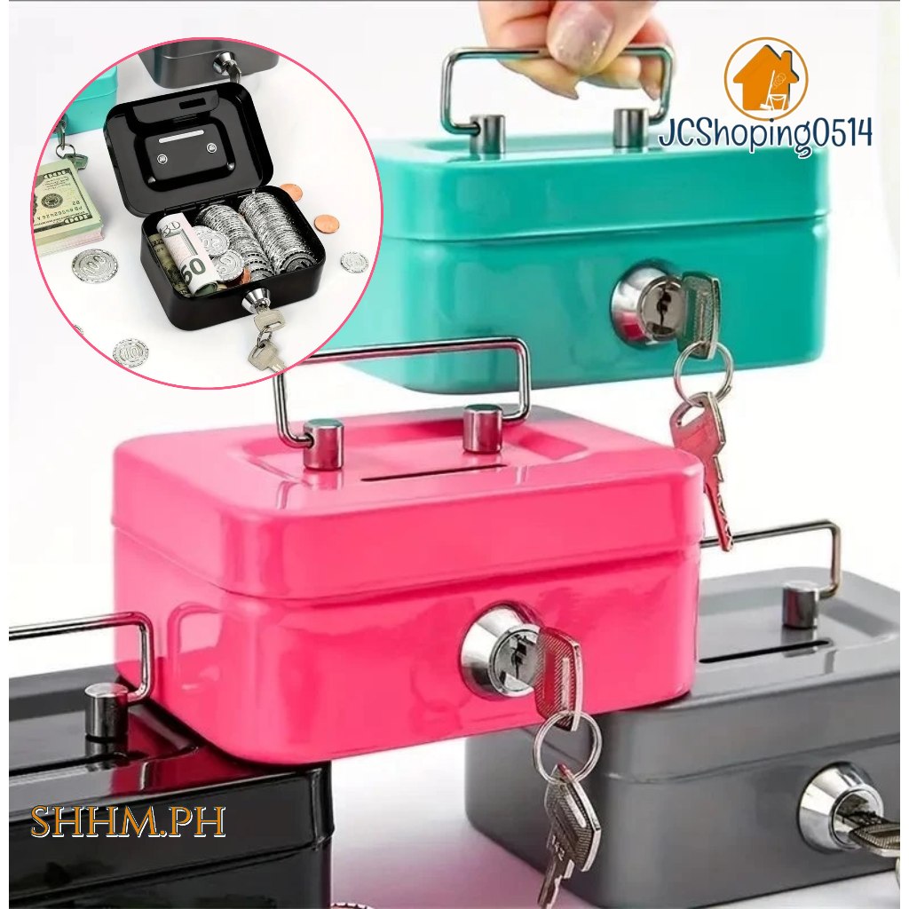 SHHM.PH 1pcs Small Money Lock Box Security Box Safe Lock Box Mini Metal ...