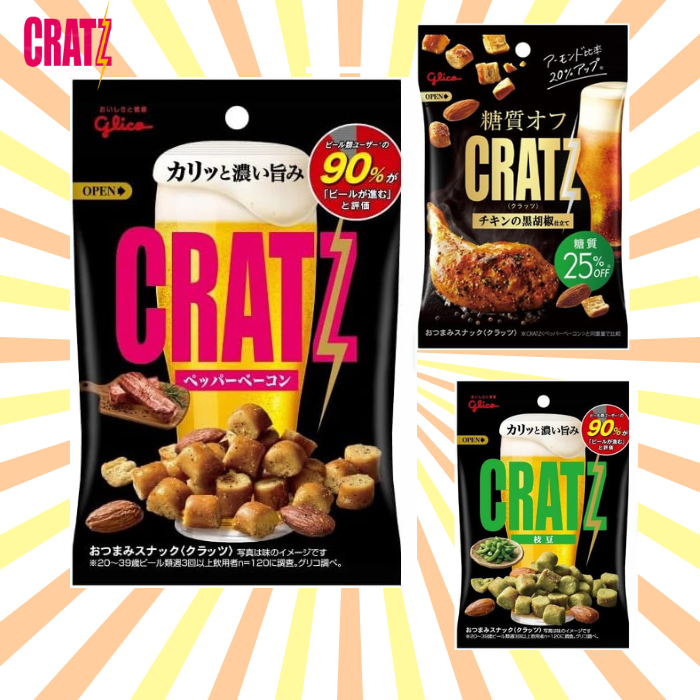 Ezaki Glico [Cratz] (Pepper Bacon,Edamame,Chicken with black pepper ...