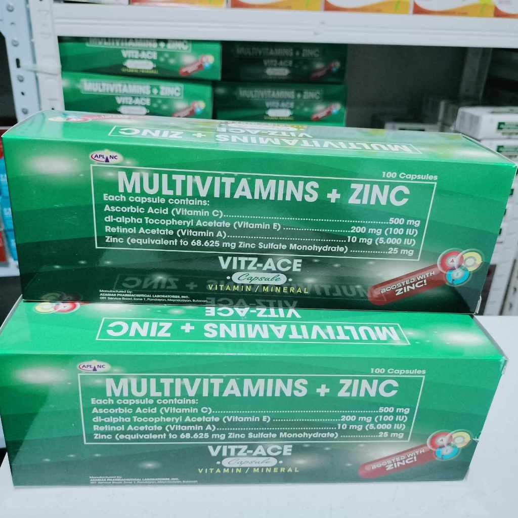 MULTIVITAMINS +ZINC CAPSULES VITZ-ACE 100's | Shopee Philippines