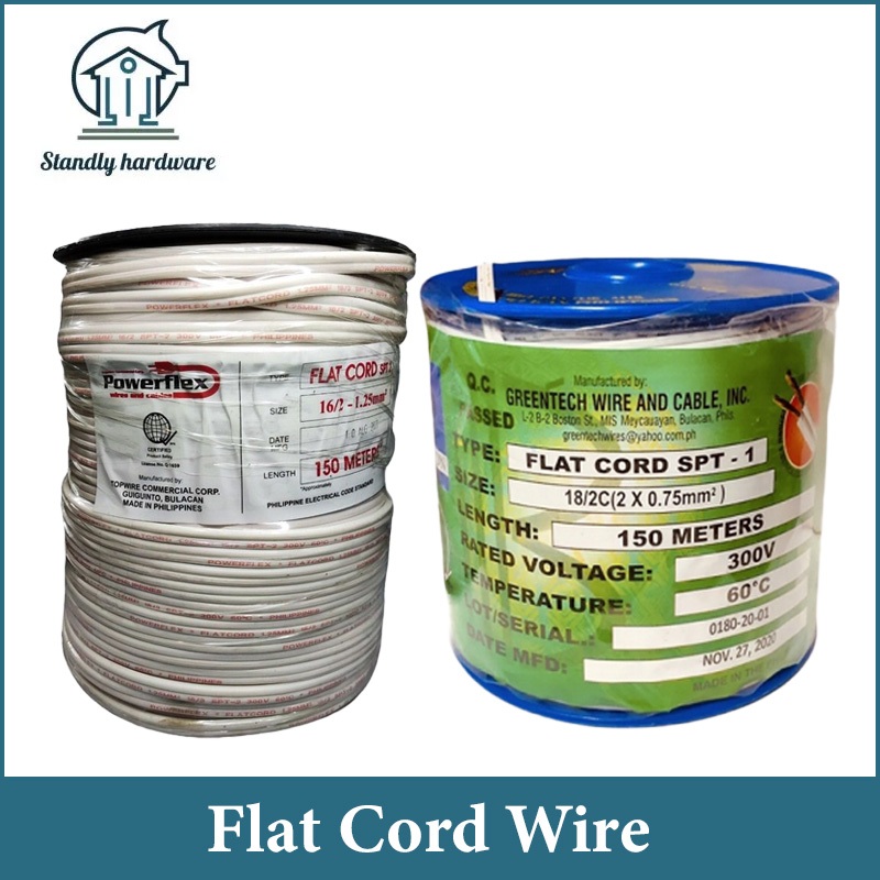 Powerflex/Boston Flat Cord Wire 16/2 18/2 22/2 White Electrical Wire ...