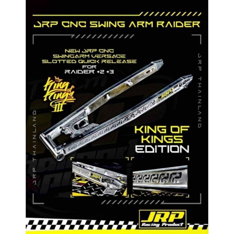JRP CNC SWING ARM +2 VERSACE QUICK RELEASE FOR RAIDER 150 CARB AND FI ...