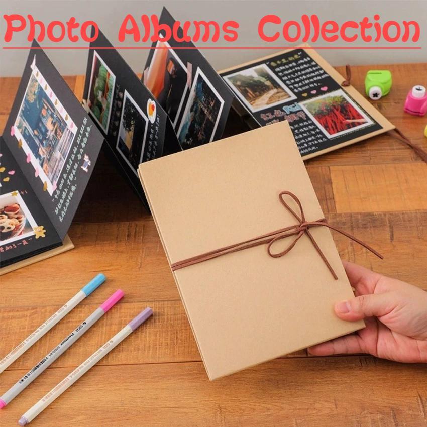 DIY Accordion Folding Photo Album 18 Pages Kraft Paper Scrapbook for ...