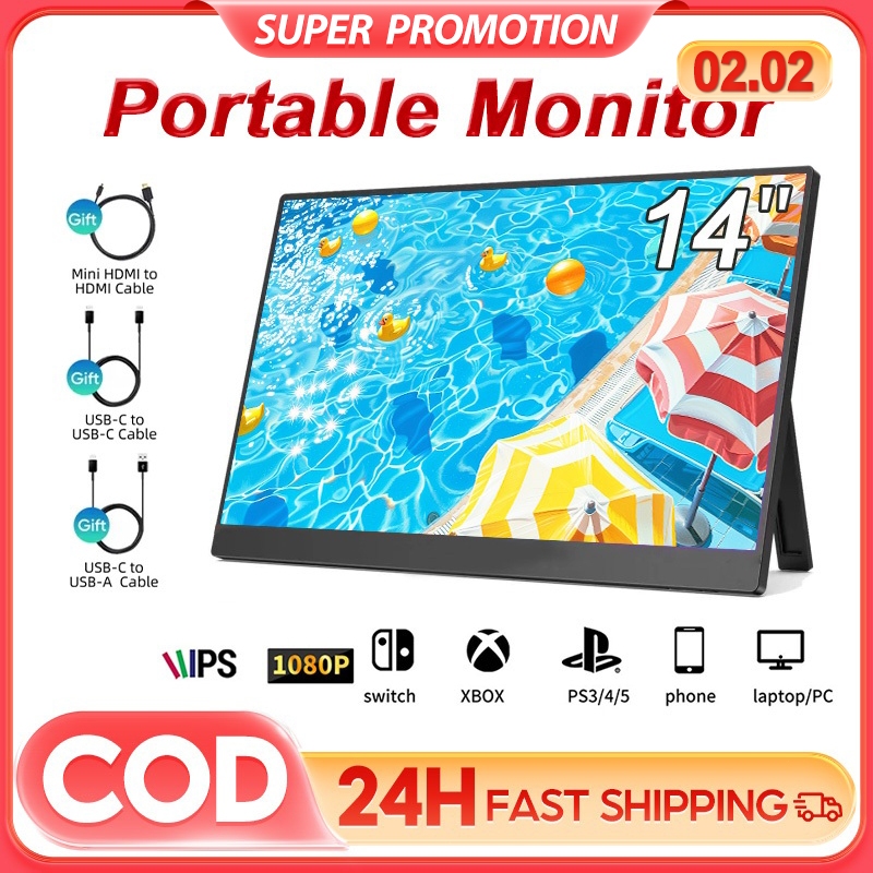 Expose 14 inch Portable Gaming Monitor 4K IPS FHD for Switch PS4 Phone ...